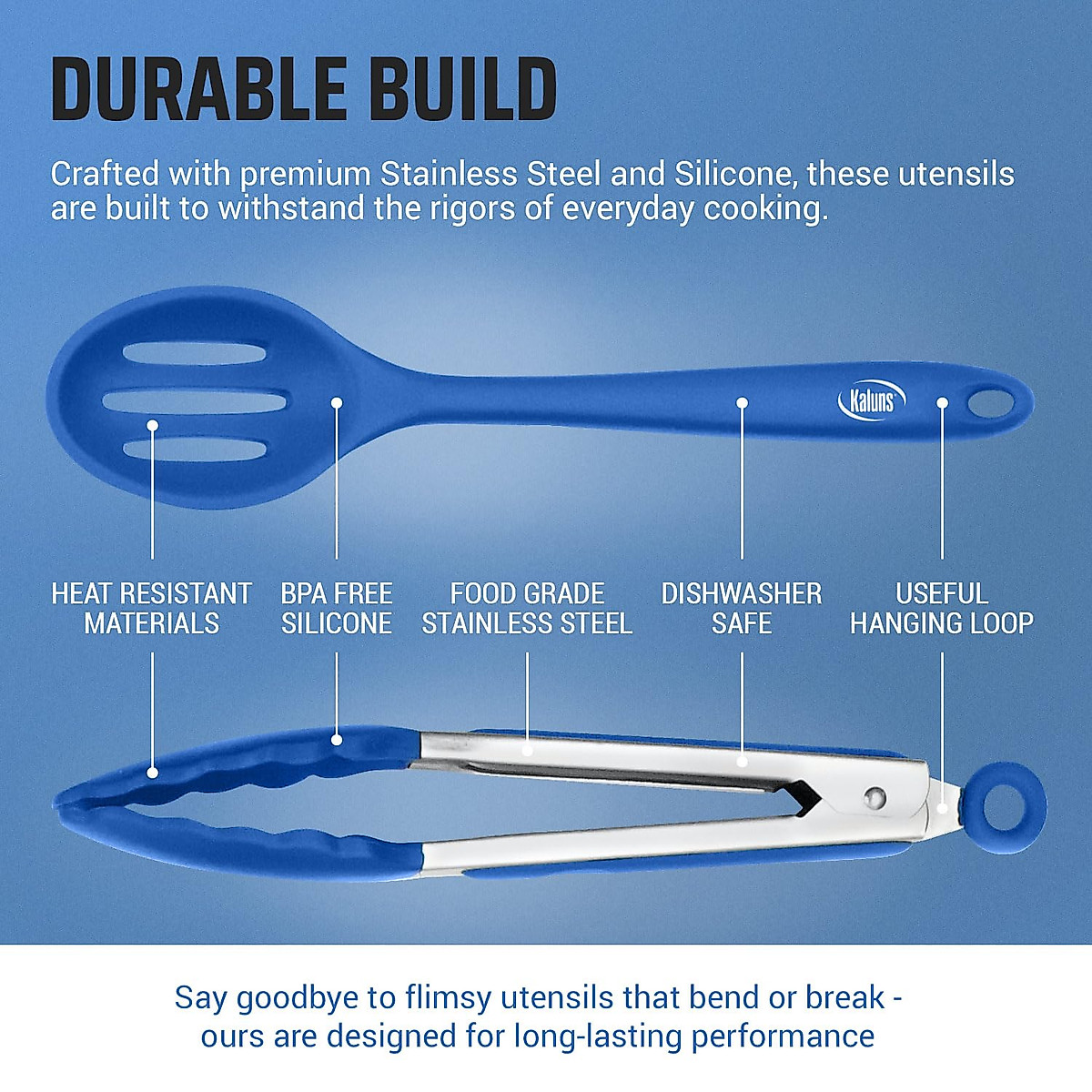 Kaluns Silicone Kitchen Utensils Set 24 Pcs Silicone Cooking Utensils Set - Can Opener, Masher, Turner, Spatula 446°F Heat Resistant Non-Stick - Premium Silicone and Stainless Steel Utensil Set