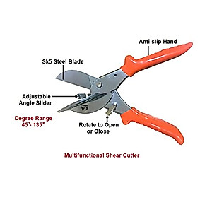 Zimpty Miter Shears- Trunking Shears for Angular Cutting of of Plastic, Rubber,Wood, Decorative Moldings,PVC,Tile Edges,Trim and Trim at 45 Degree, 60, 90 Degree Angles
