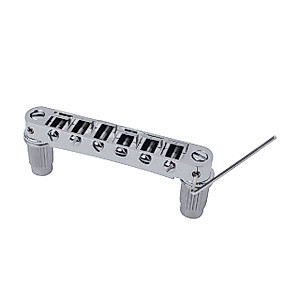 Guyker Guitar Tune-O-Matic Saddle Bridge GM003 and Vintage Stop Bar Lock TP6 Tailpiece Combo Replacement Compatible with Les Paul LP SG Style 6 Strings Electric Guitar (Chrome)