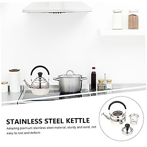 GRADENEVE Stainless Steel Kettle Whistling Coffee Pot Whistling+kettle+with+removable+spout Steel Gas Tea Kettle Whistling Coffee Kettle Boiling Teapot Espresso Machines Teapot for Silver