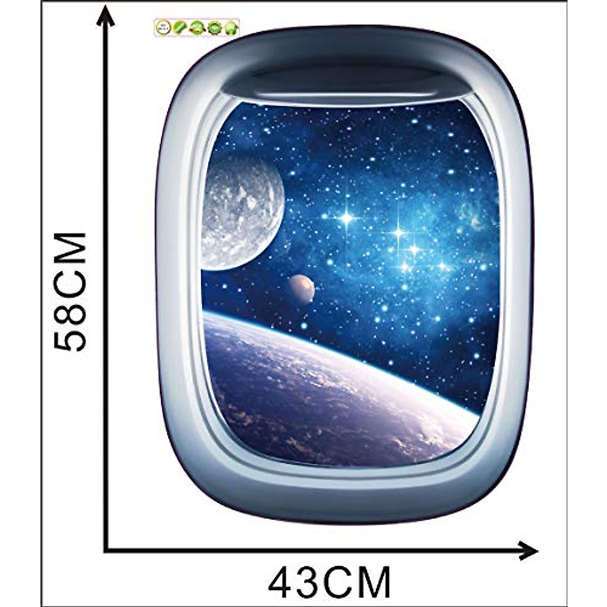 3D Space Capsule Window Wall Stickers Universe Outer Space Wall Decals，Peel and Stick Removable Astronaut Decal for Bedroom Living Room Kids Room Door Home Decor(Each pcs: 23" x 17")
