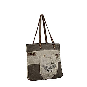Myra Bags Adventure Begins Upcycled Canvas & Denim Tote Bag S-0897