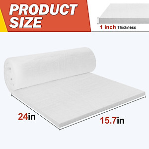 Lyrufexon Ceramic Fiber Insulation, 24"x15.7"x1" Thick, 2600F Fireproof Insulation Blanket for Wood Stove Baffle, Fireplace, Pellet Stove, Chimney, Furnace, Boiler, Pizza Ovens and Forge