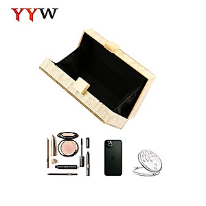 Acrylic Clutch and Purse for Women Box Handbag Evening Bag Shoulder Crossbody Bag for Wedding Party with Chain (White)