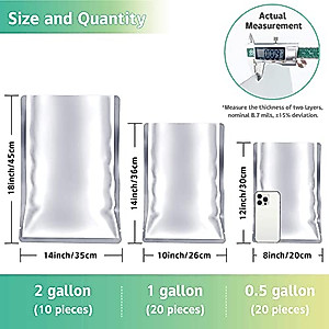 50 Mylar Bags 60x400CC Oxygen Absorbers for Food Storage Long Term 8.7 Mil Gallon Aluminum Foil 60 Stickers (14"x18", 10"x14", 8"x12")
