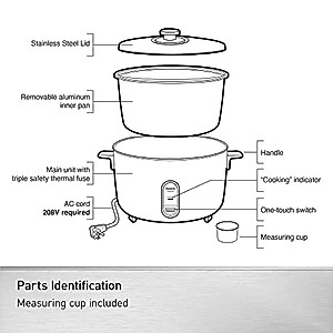Panasonic Commercial Rice Cooker, 208V Extra-Large Capacity 80-Cup (Cooked), 40-Cup (Uncooked) with One-Touch Operation - SR-GA721L - Silver