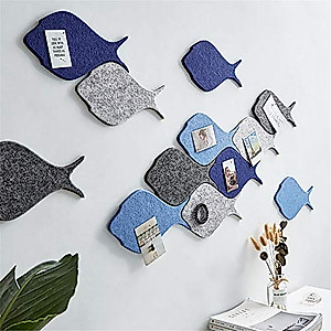 Cork Board Tiles, 8 Pcs Felt Bulletin Boards - Bonus Pins, Decorative Fish Felt Wall Notice Stickers - Memo Notes Photos Goals Pictures Drawing Kindergarten Home Creative Office Decor Sofa Wall Decal