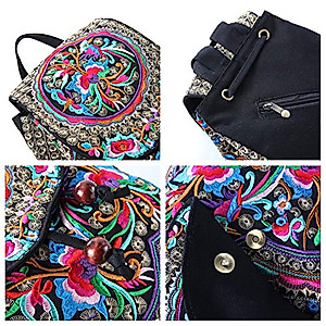 Goodhan Vintage Women Embroidery Ethnic Backpack Travel Handbag Shoulder Bag Mochila (S01 - Size Biggest - Pink - Material Upgraded)