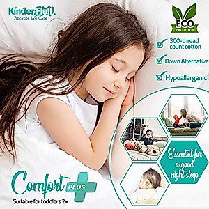 kinder Fluff Toddler Pillow (2X)-The Only Baby Pillow with 300T Cotton & Down Alternative Fill for Baby Crib & Toddler Bed- Neck Pillow for Kids as Nursery Floor Pillow- Toddler Pillows for Sleeping