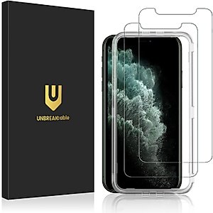 UNBREAKcable Screen Protector for iPhone 11 Pro/ iPhone X/ iPhone XS with Easy Installation Kit [2-Pack] [Double Defence][99.99% HD Clear] [Easy Installation Frame] [9H Hardness][Bubble Free][ Anti-Fingerprint]