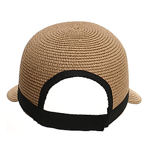 Summer Visor Hats for Women Foldable Floppy Solid Color Straw Sun Hat Travel Beach Baseball Cap (Khaki)
