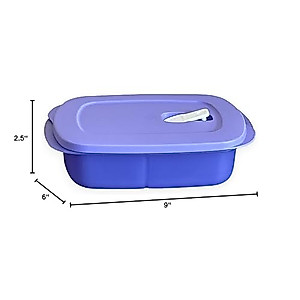 Tupperware CrystalWave Microwave Divided Rectangle Dish Container Purple