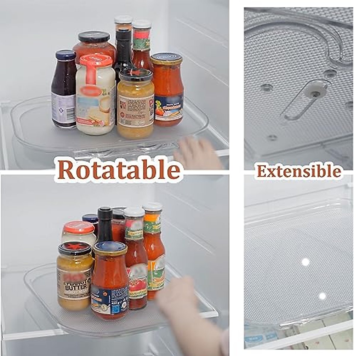 Lazy Susan for Refrigerator, Lazy Susan for Refrigerator Rectangular, Square Lazy Susan Turntable Organizer, Rectangular Turntable for Refrigerator