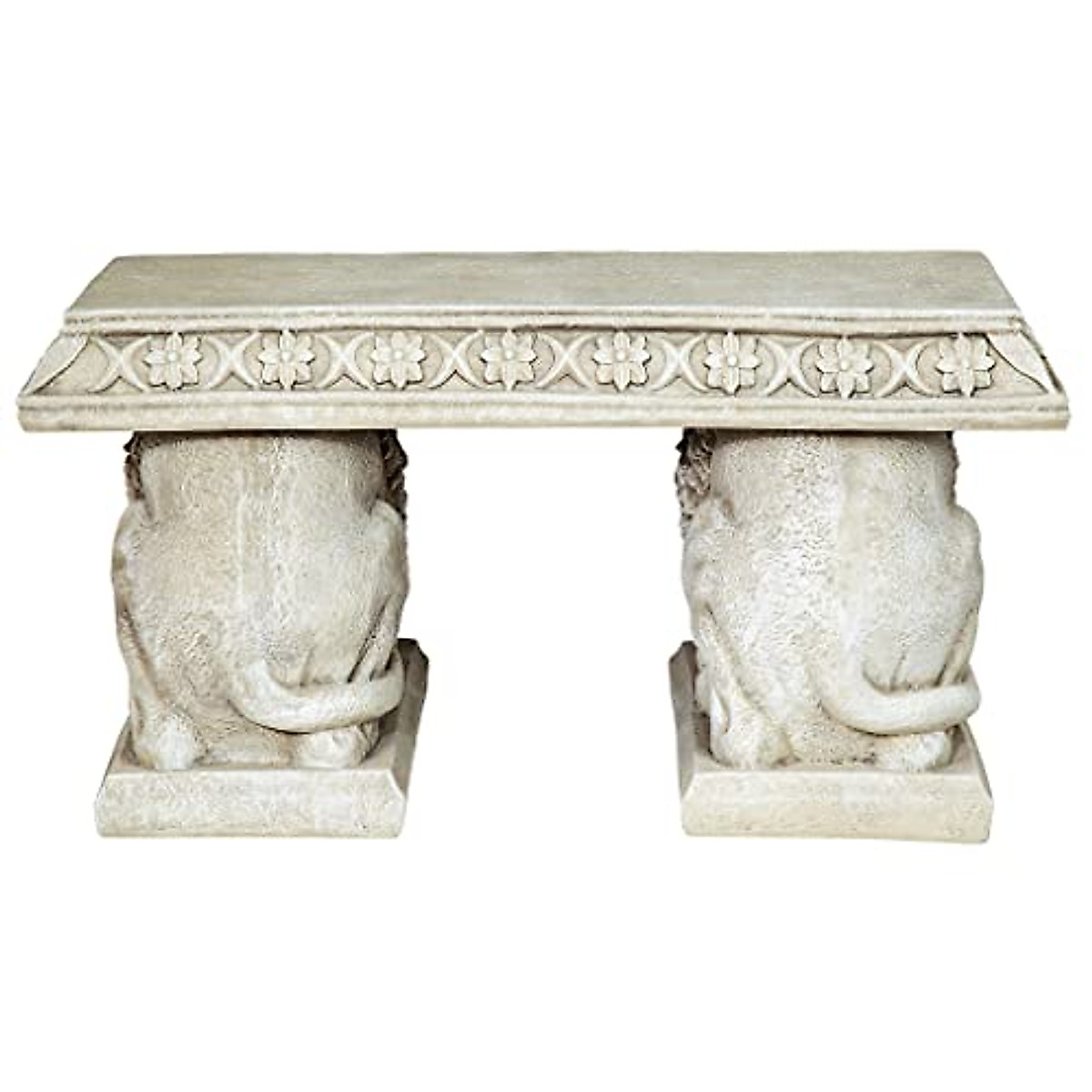 Design Toscano NG31140 Grand Lion of St. John's Square Outdoor Garden Bench Seat, gothic stone