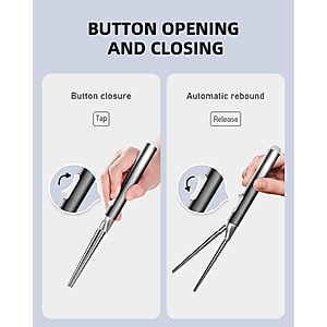 IROJEEF Reusable Chopsticks Metal Chopsticks Set Chopsticks kids Chopsticks Autosticks Press Chopsticks Beginner Chopsticks Easy Chopsticks Super portable Easy to Clean (Black)