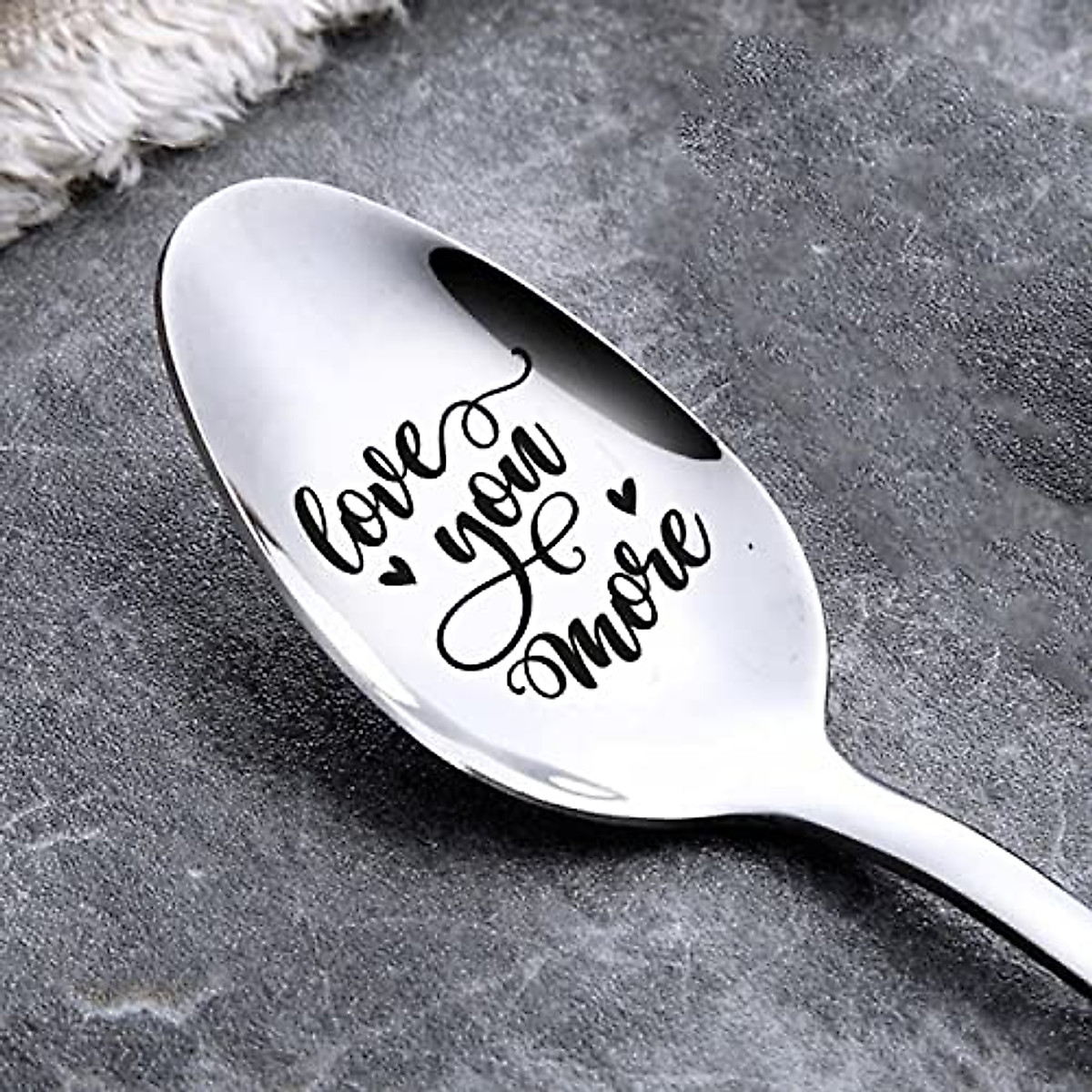 Love You more Valentines Day Gift love you most Engraved Spoon Gift for Boyfriend Girlfriend | Christmas Birthday Gift for Men Women | Engagement Gift for Bride