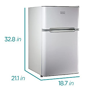 BLACK+DECKER BCRDK32W 2 Door Mini Fridge with Separate Freezer – Small, Drinks and Food in Dorm, Office, Apartment, or RV Camper Compact Refrigerator, 3.1 cu.ft, White