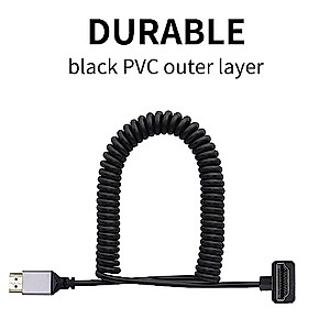 RIIEYOCA 90 Degree Up Angle UHD 4K HDMI Male to HDMI Male 18Gbps High Speed 2.0 Extender Coiled Cable Supports 4K@60Hz,1080p,ARC,3D,for Blu-ray Players,DVRs,HDTV,Roku Ultra Stretchable to 1.5M/5FT