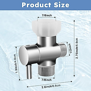Bidet T Adapter, Metal T Valve for Bidet, Leakproof 3 Way Tee Connector Bidet Attachment for Toilet, Brass Metal T-adapter with Shut Off Valve, 7/8” X 7/8” X 1/2”