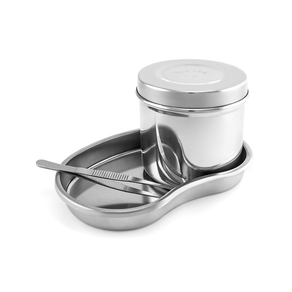 QWORK Medical Tray with Sterilizing Jar and Tweezer, Stainless Steel Sterilizer Surgical Tray, Instrument Tray