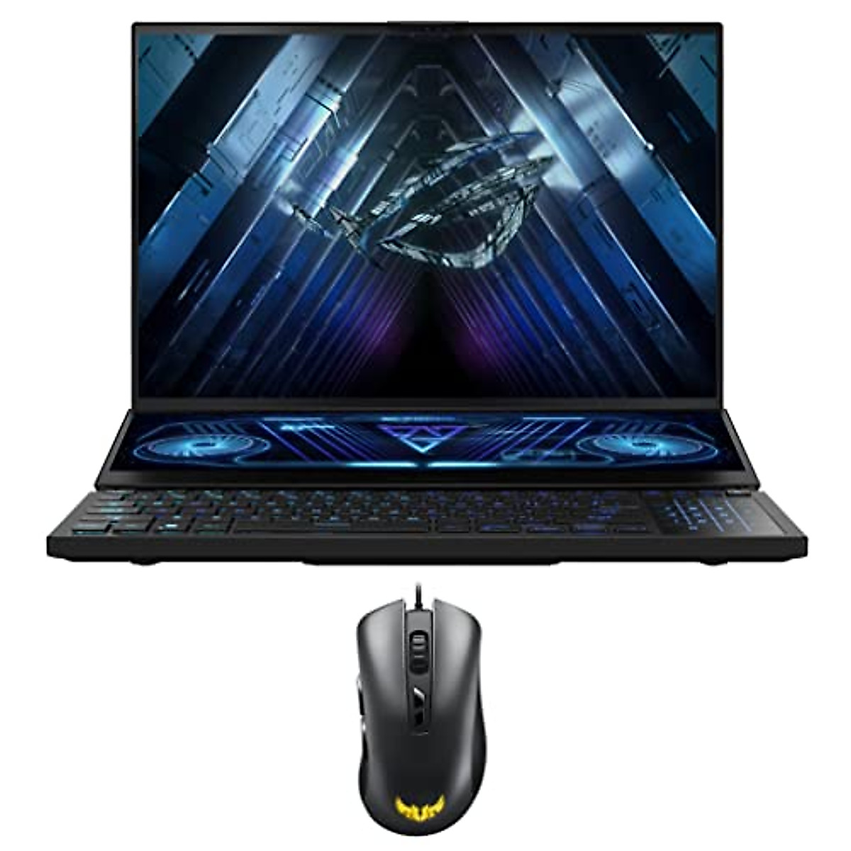 ASUS ROG Zephyrus Duo 16 GX650 GX Gaming & Entertainment Laptop (AMD Ryzen 9 7945HX 16-Core, 64GB DDR5 4800MHz RAM, 2x8TB PCIe SSD RAID 1 (8TB), GeForce RTX 4080, Win 10 Pro) with TUF Gaming M3