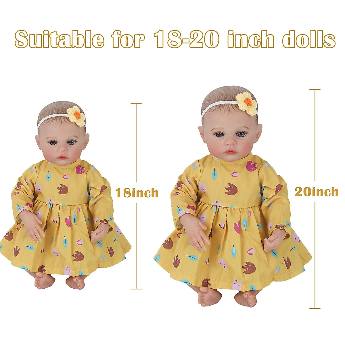 Kaydora Reborn Baby Doll Clothes for 16-20 Inch Reborn Doll Girl 2 Sets Deer Yellow&Red Reborn Baby Dolls Outfits Baby Doll Clothing