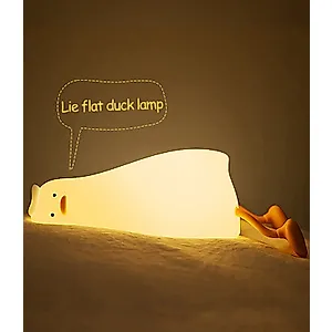 Zendure LED Lying Flat Duck Night Light, Cute Light Up Duck, Silicone Dimmable Nightlight, Rechargeable Bedside Touch Lamp for Breastfeeding Toddler Baby Kids Room Decor Gift