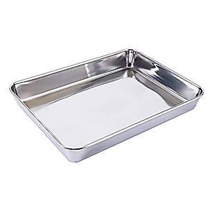 Sheet Pan,Cookie Sheet,Heavy Duty Stainless Steel Baking Pans,Toaster Oven Pan,Jelly Roll Pan,Barbeque Grill Pan,Deep Edge,Superior Mirror Finish, Dishwasher Safe (16.2x12.6x2.4 inch)