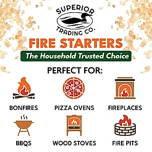 Superior Trading Co. All Natural Fire Starter 10-15 Minute Burn for BBQ, Campfire, Charcoal, Pit, Wood & Pellet Stove, 50 Extra Large Pods, Waterproof for Indoor/Outdoor Fire Starter, Brown