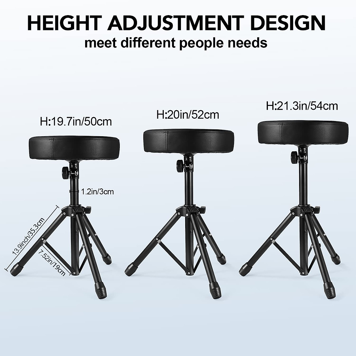 Noeler Universal Drum Throne Stool Metal Professional Drum Seat Sponge Padded for Kids&Adult with Anti-Slip feet