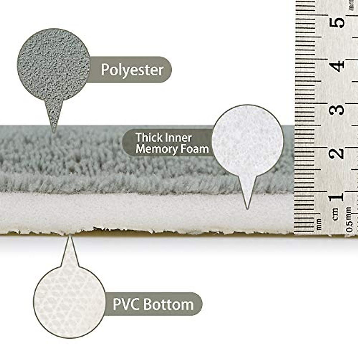 EGYPHY Bathroom Rugs Memory Foam Bath Mat 17x24 Inches, Soft and Absorbent Non-Slip Carpet, Super Cozy Velvet Mats Used for Shower Bathtub Kitchen, Machine Washable Plush Microfiber Bath Rugs,Grey
