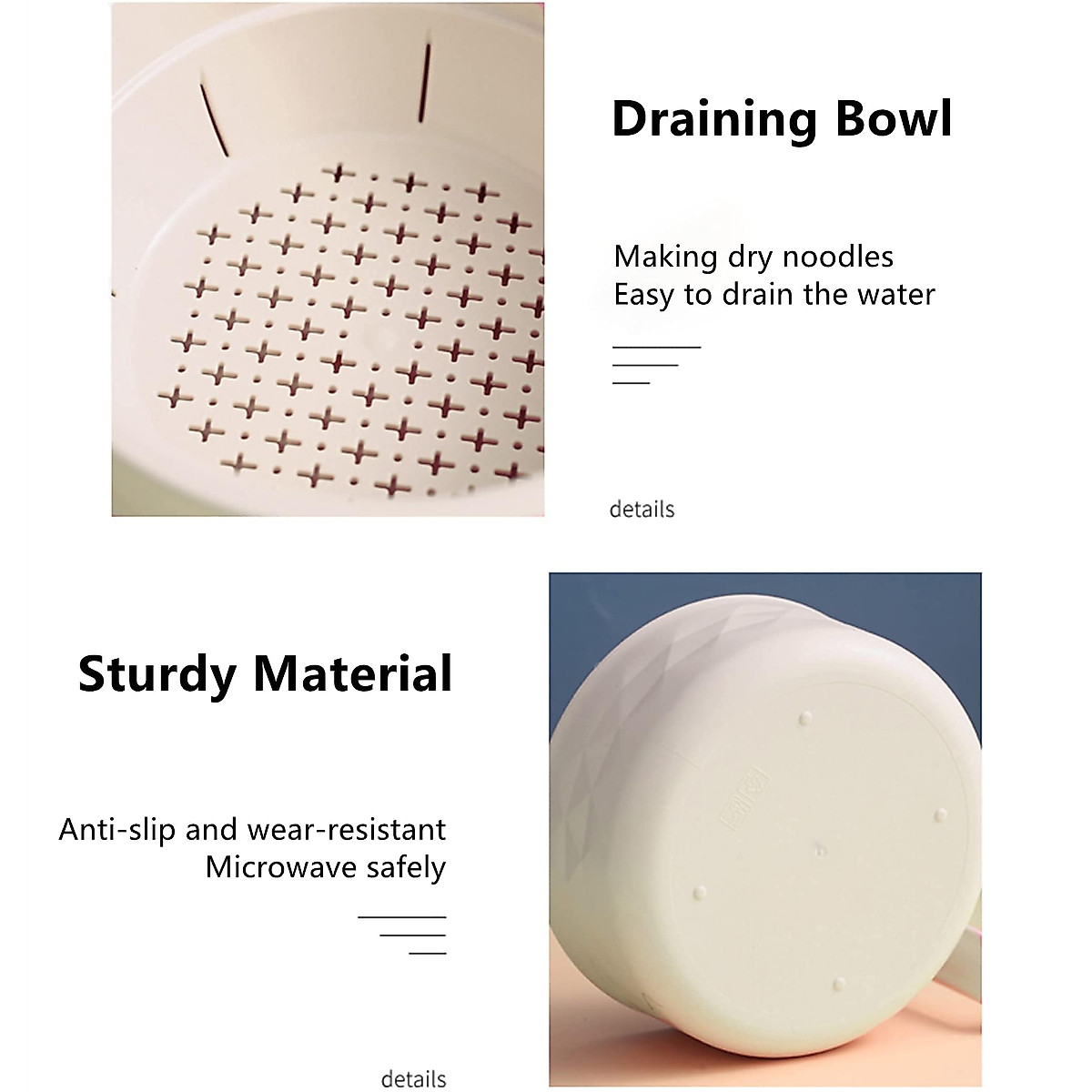 Ramen Cooker Ramen Bowl Set with Chopsticks Microwave Noodle College Dorm Room Essentials for Girls for Boys Apartment -White