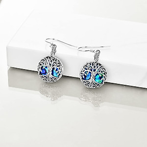 WINNICACA Tree of Life Earrings 925 Sterling Silver Celtic Tree of Life Dangle Drop Earrings for Women Abalone Shell Family Tree Earrings Jewelry Gifts for Women Her Daughter Birthday Graduation Gift