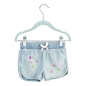 24-Pack Light Blue Velvet Hangers with Movable Clips for Baby and Kids Clothes, Slip-Resistant, Space-Saving for Pants, Leggings, Skirts, Shorts, Jackets, 360 Degree Swivel Hook (12x8 in)