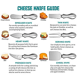 WoneNice Premium 6-Piece Cheese Knives Set - Complete Stainless Steel Cheese Knife Collection, Gifts for Mother's Day/Birthday/Parties/Wedding/Bridal Shower/Housewarming/Thanksgiving/Christmas