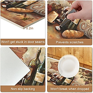 Farmhouse Kitchen Rugs and Mat, Grapes Wine Glasses Kitchen Mats for Floor, Rustic Anti Fatigue Kitchen Sink Rugs, Non Skid Washable Microfiber Kitchen Floor Decor Carpet 24"x36"