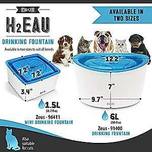 ZEUS H2EAU Elevated Dog and Cat Drinking Water Fountain with Purifying Filter, 6L Capacity