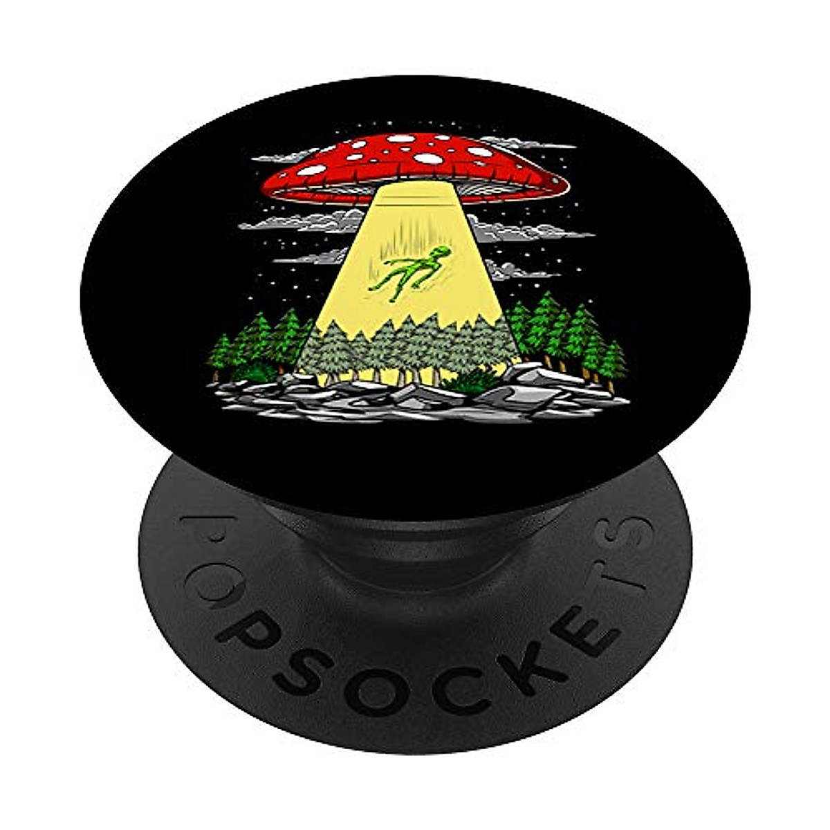 Mushroom Alien Abduction Psychedelic Space UFO Hippie Fungi PopSockets PopGrip: Swappable Grip for Phones & Tablets