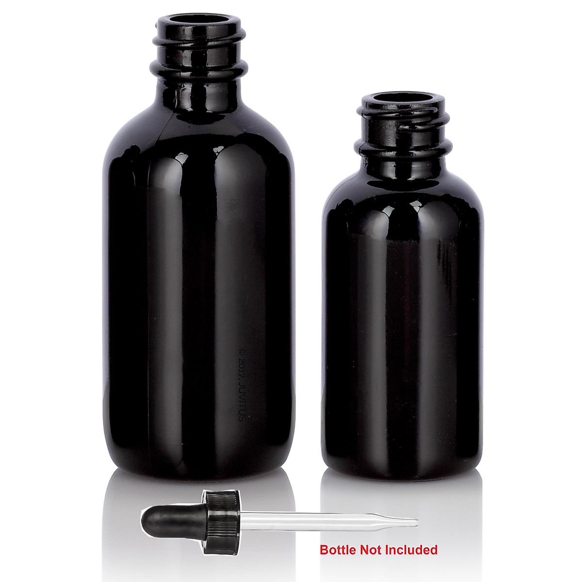 JUVITUS Black Straight Tip Glass Dropper Closure Top for Boston Round Bottles 24 Pack (4 oz / 120 ml (24-400 Neck Size))