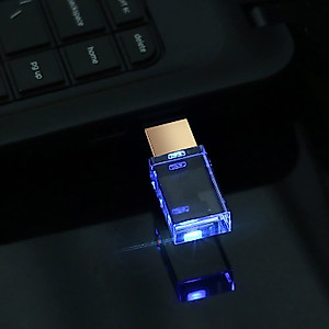 USB Flash Drive128GB 2.0 Flash Memory with Blue Light Crystal Glass Fashionable Crystal Stone Cute Small Compact Portable Waterproof Dustproof Memory Stick USB Pendrive Rectangle Shape Gold