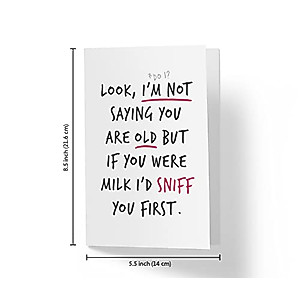 Funny Birthday Card For Men and Women, Single Large 5.5 x 8.5 Happy Birthday Card For Him Or Her, Birthday Card For Husband, Birthday Card For Brother - Birthday Card For Sister, Birthday Card For Son, Nephew, Niece - Karto - Old Milk