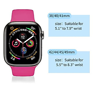 Andrea Silicone Sport Band Compatible with Apple Watch Bands for Women Men 38mm 40mm 41mm 42mm 44mm 45mm 49mm, Soft Strap iWatch Bands for Series 9, 8, 7, 6, 5, 4, 3, 2, 1 SE Ultra