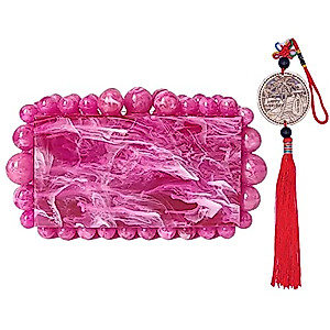 TAYASH Acrylic Purse Evening Clutch Bag for Women Glitter Marble Purse Handbag for Wedding Cocktail Party Prom (Color : Red)