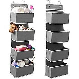 EZOWare 2PACK Over the Door Hanging Organizer with 4 Pocket, Home Storage Organizer with Hook for Pantry Baby Nursery Bathroom Closet Dorm