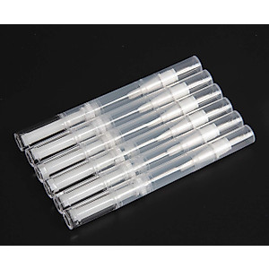 Islmlisa E-lishine 3 ml Transparent Twist Pens Empty Nail Oil Pen with Brush Tip,Lip Gloss Container Applicators Growth Liquid Tube,Set of 5