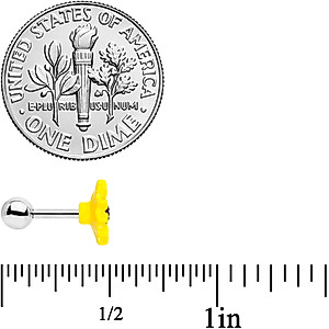 Body Candy 16G Womens 316L Stainless Steel Yellow Brown Sunflower Cartilage Earring Helix Tragus Jewelry 1/4"