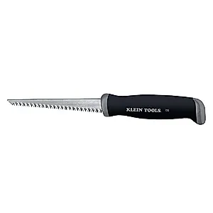 Klein Tools 725 Jab Saw, Triple Ground Teeth, Cuts Drywall, Wallboard, Plywood and Plastic, Hardened Carbon Steel Blade, Beveled Point