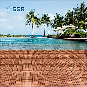 SSR VINA Acacia Deck Tiles, Interlocking Floor Tiles, Patio Tiles, Deck Tiles, Outdoor Tiles for Patio, Interlocking Deck Tiles, Balcony Tiles, Easy Deck (Pack of 9, 12"x12")
