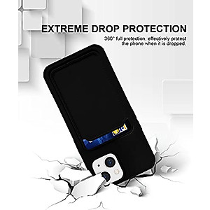 Silicone Card Case Compatible with iPhone 13/iPhone 14 6.1inch, Shock-Absorbing Protective Case with Card Holder, Soft Slim Wallet Case Compatible with iPhone 13/iPhone 14 Pro-Black