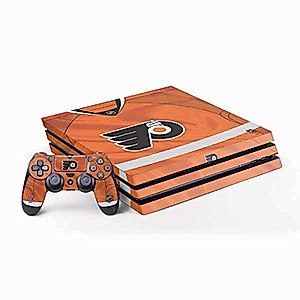 Skinit Decal Gaming Skin Compatible with PS4 Pro Console and Controller Bundle - Officially Licensed NHL Philadelphia Flyers Jersey Design